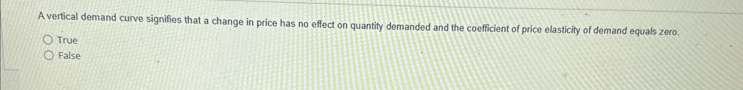 Solved A vertical demand curve signifies that a change in | Chegg.com