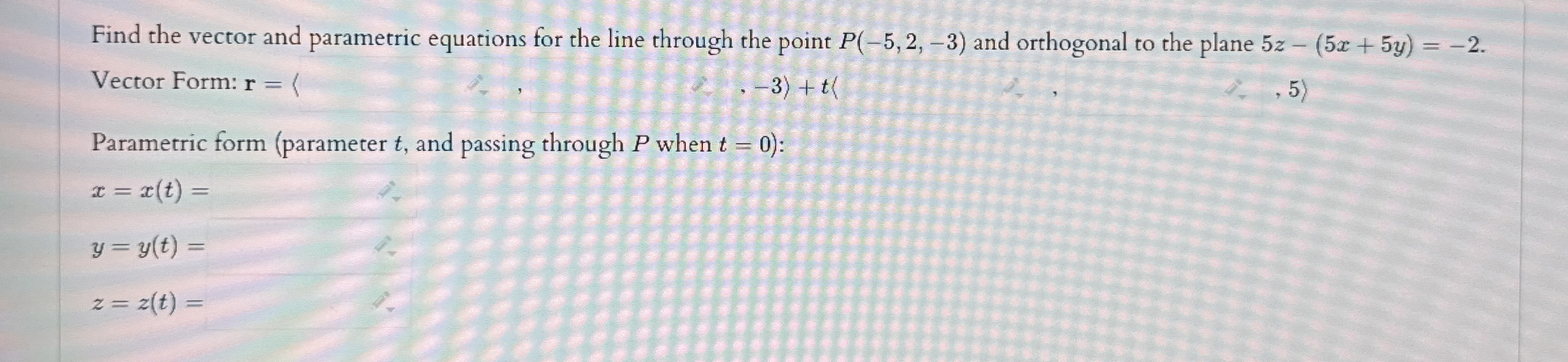 Solved Find the vector and parametric equations for the line | Chegg.com