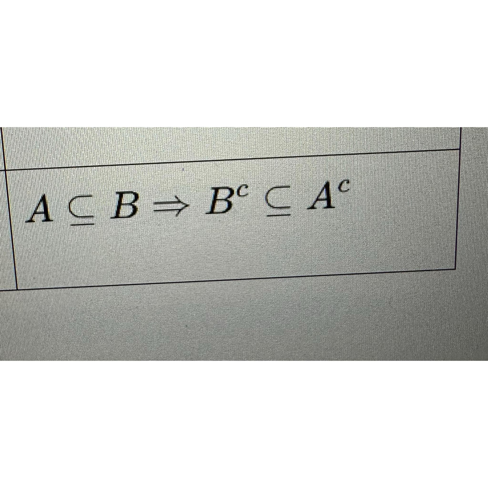 Solved Prove that: AsubeB=>BcsubeAc | Chegg.com