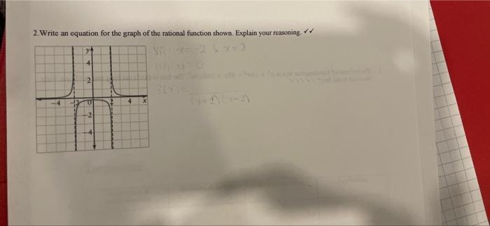 Solved 2. Write an equation for the graph of the rational | Chegg.com