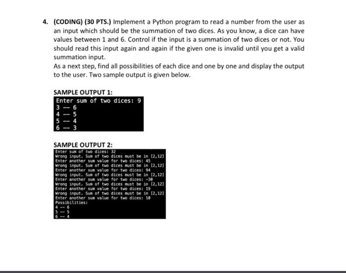 Solved (CODING) (30 PTS.) Implement a Python program to read | Chegg.com Solved (CODING) (30 PTS.) Implement a Python program to read | Chegg.com