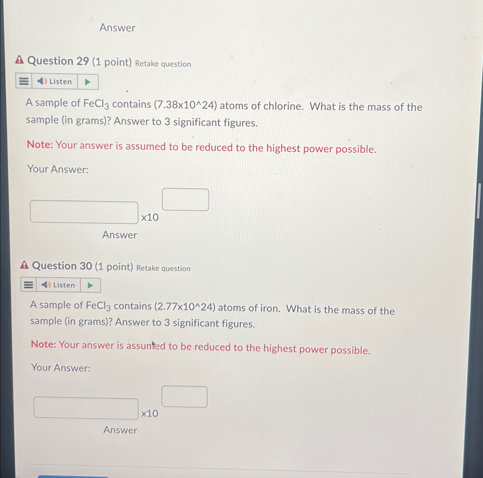 Solved AnswerA Question 29 (1 ﻿point) ﻿Retake | Chegg.com
