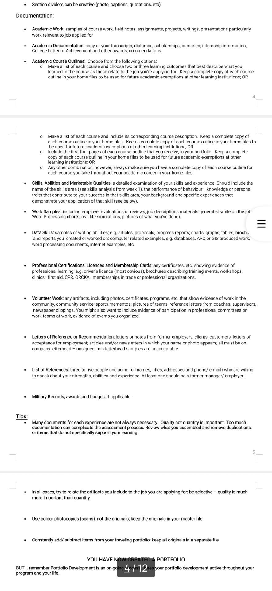 How to Complete each Portfolio Section III A. | Chegg.com
