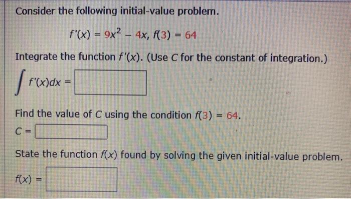 Solved Consider the following initial-value problem. f'(x) = | Chegg.com