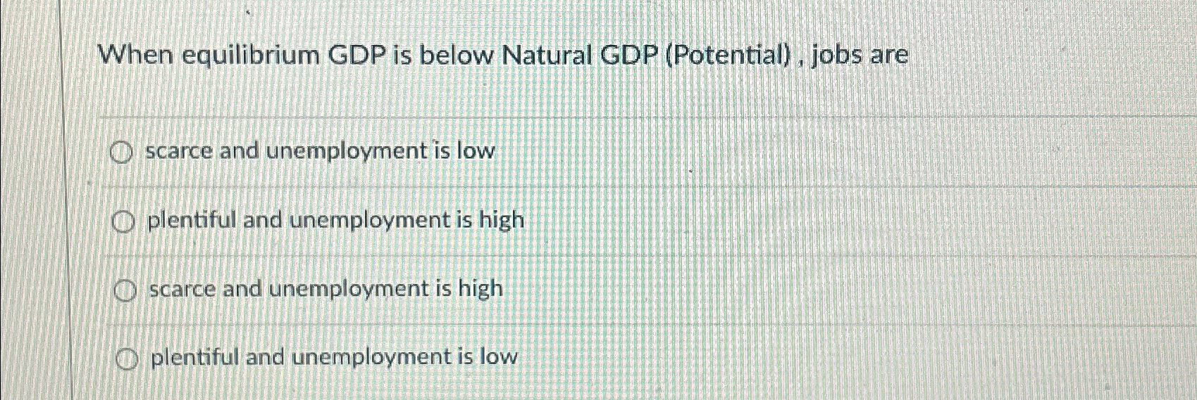 Solved When equilibrium GDP is below Natural GDP | Chegg.com