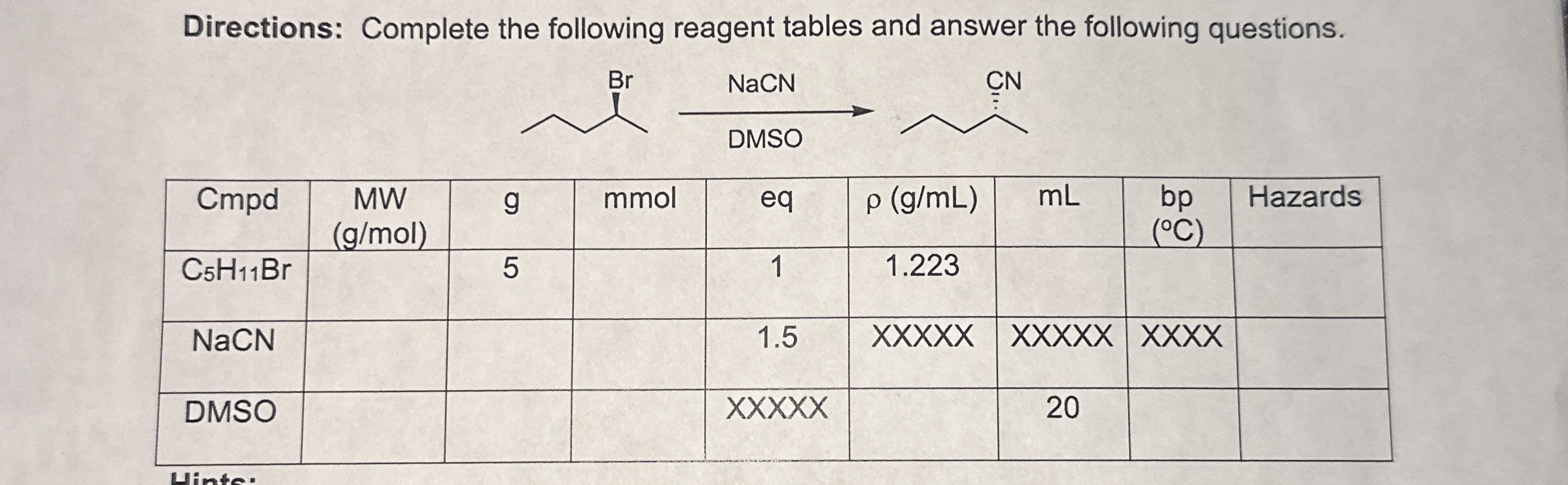 Solved Directions: Complete the following reagent tables and | Chegg.com
