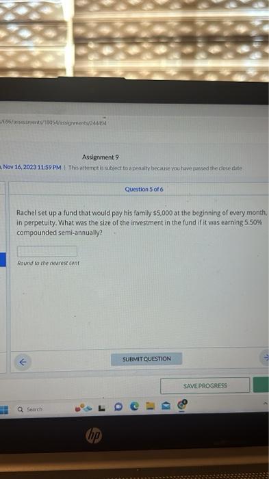 Solved Assignment 9 Question 5 of 6 Rachel set up a fund | Chegg.com