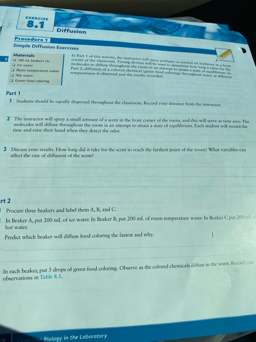 EXERCISE 8.1 Diffusion Procedure 1 Simple Diffusion | Chegg.com