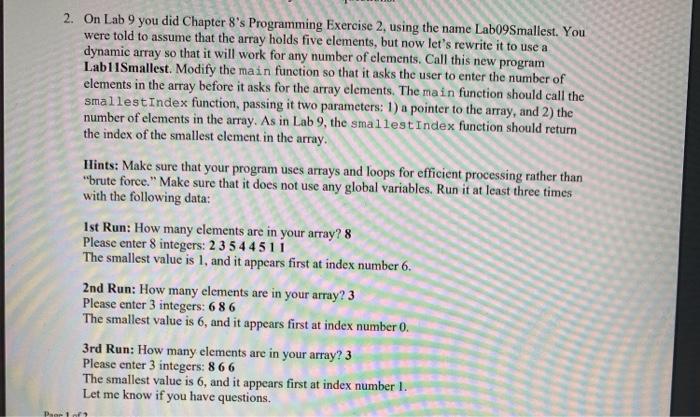 Solved 2. On Lab 9 you did Chapter 8's Programming Exercise | Chegg.com