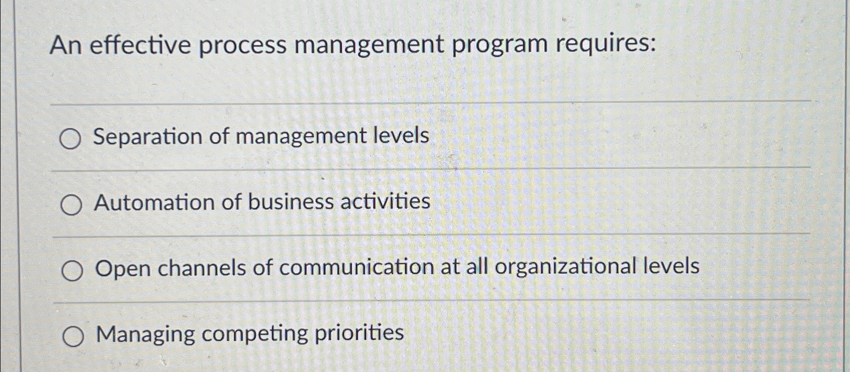 An effective process management program | Chegg.com
