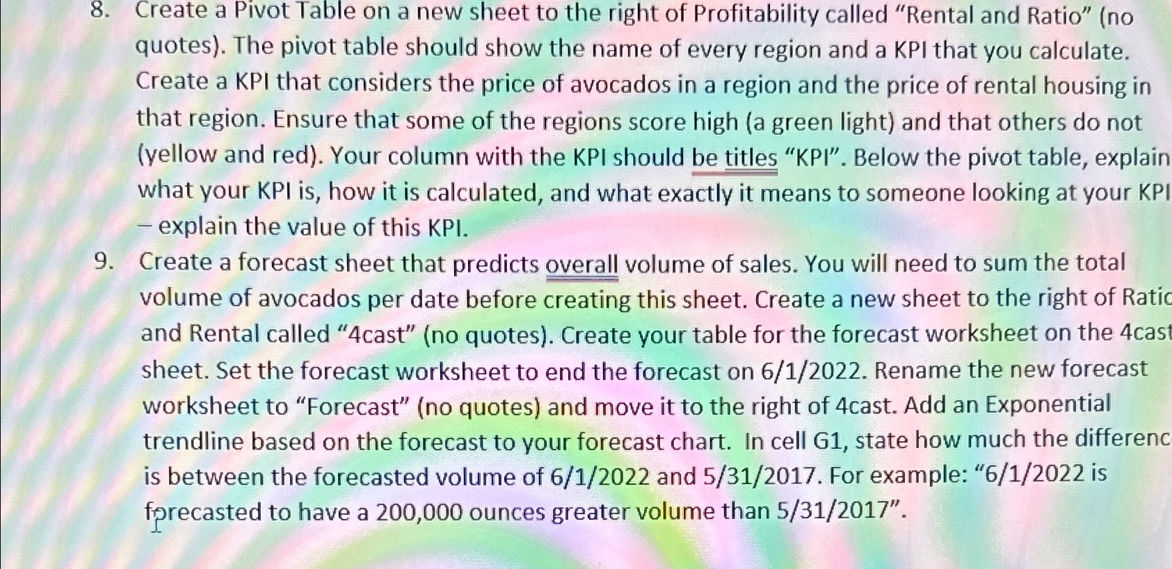 Solved Create a Pivot Table on a new sheet to the right of | Chegg.com