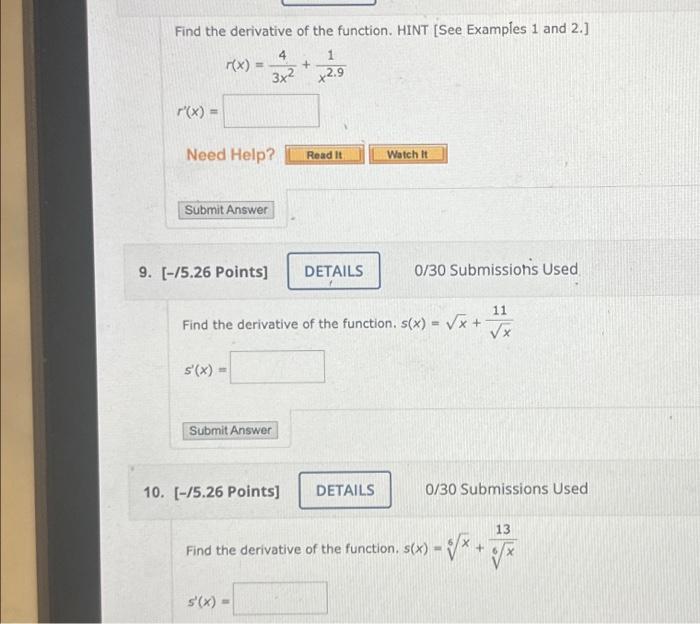 Solved Find the derivative of the function. HINT [See | Chegg.com