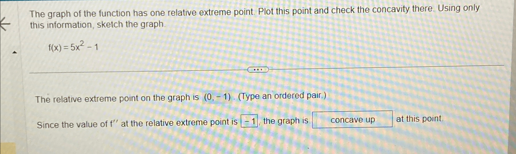 Solved The graph of the function has one relative extreme | Chegg.com