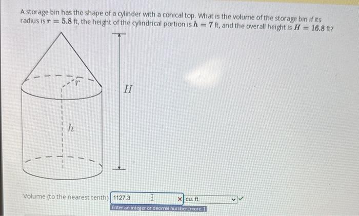 Solved A storage bin has the shape of a cylinder with a | Chegg.com