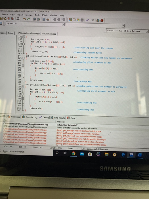 Solved Dads\ArrayOperations.cpp - Dev-C++ 5.11 Project | Chegg.com