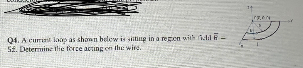 Solved Q4. ﻿A current loop as shown below is sitting in a | Chegg.com