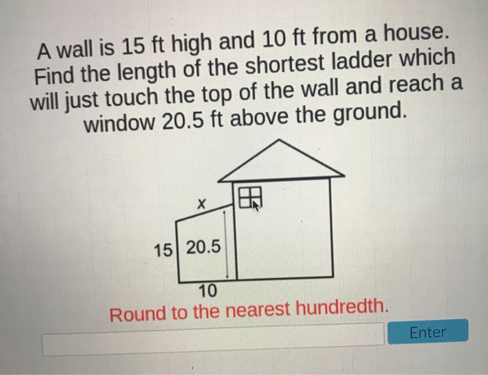 Solved A wall is 15 ft high and 10 ft from a house. Find the | Chegg.com