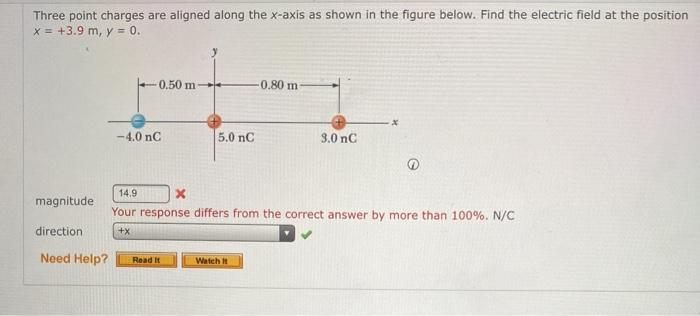 Solved Three point charges are aligned along the x-axis as | Chegg.com