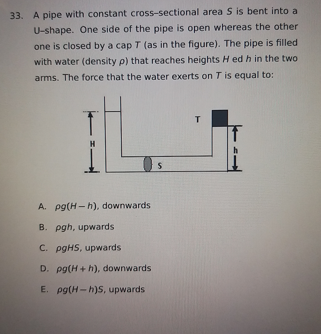 Solved A pipe with constant cross-sectional area S ﻿is bent | Chegg.com