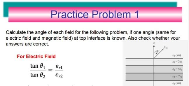 Solved Practice Problem 1 Calculate the angle of each field | Chegg.com