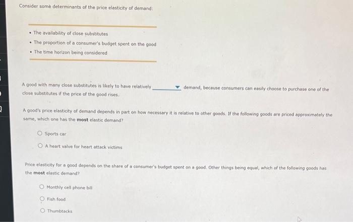 Solved Consider some determinants of the price elasticity of | Chegg.com