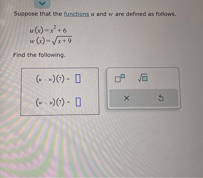 Solved Suppose that the functions u and w are defined as | Chegg.com