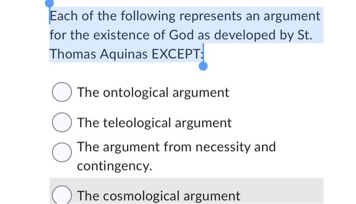 Each of the following represents an argument for the | Chegg.com