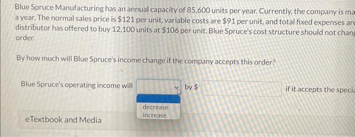 Solved Blue Spruce Manufacturing has an annual capacity of | Chegg.com