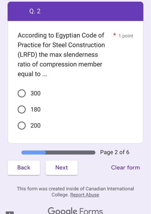 Solved According to Egyptian Code of * 1 point Practice for | Chegg.com