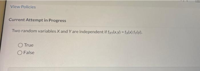 Solved Two random variables X and Y are independent if | Chegg.com