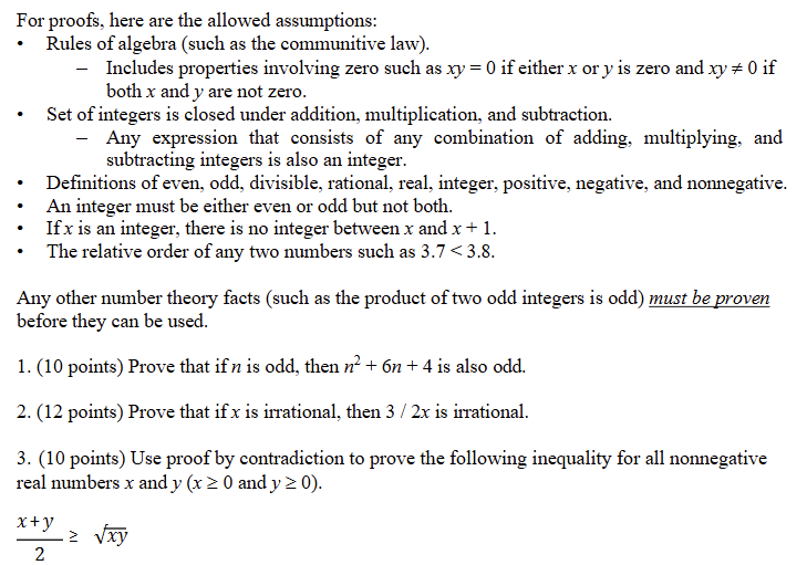 Solved For proofs, here are the allowed assumptions:Rules of | Chegg.com