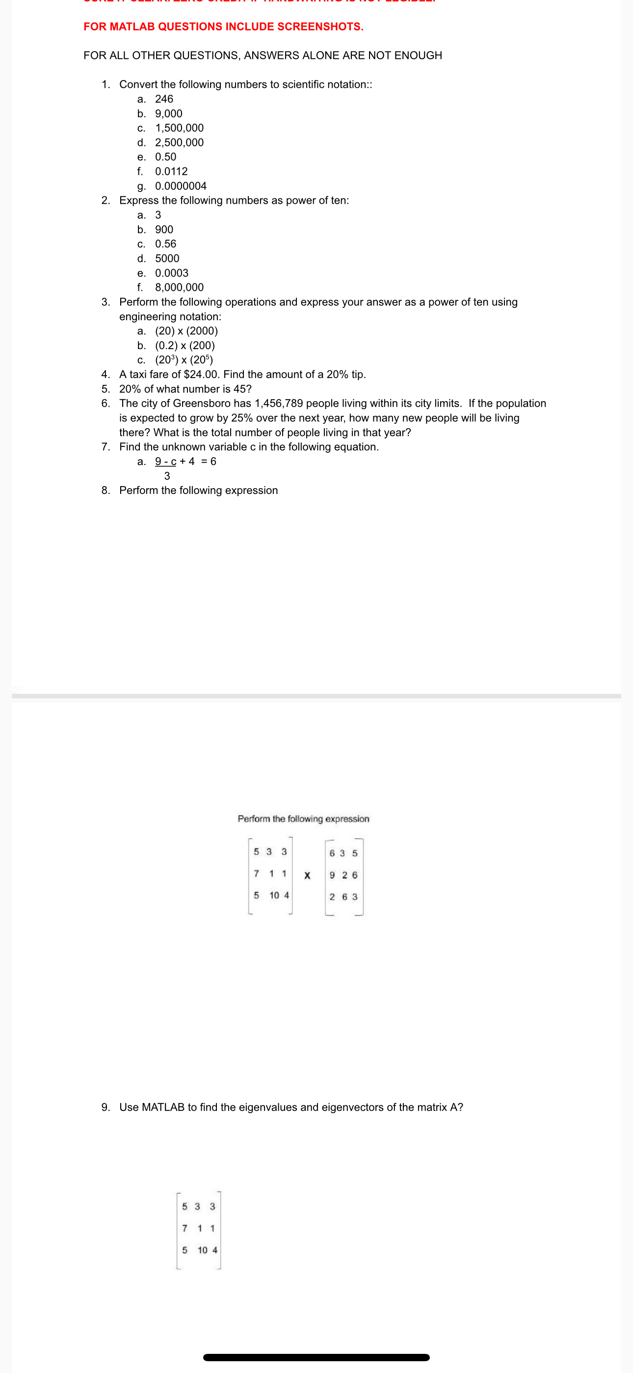 Solved How to solve FOR MATLAB QUESTIONS INCLUDE | Chegg.com