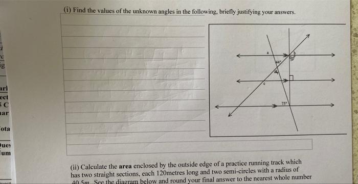 Solved (i) Find the values of the unknown angles in the | Chegg.com