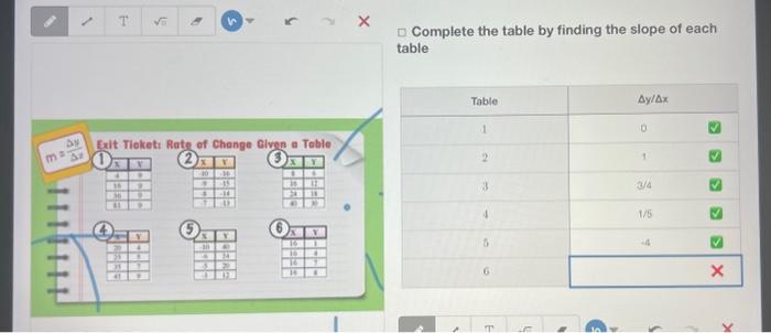 Solved Complete the table by finding the slope of each table | Chegg.com