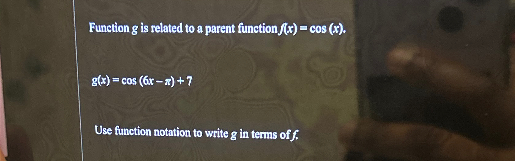 Solved Function g ﻿is related to a parent function | Chegg.com