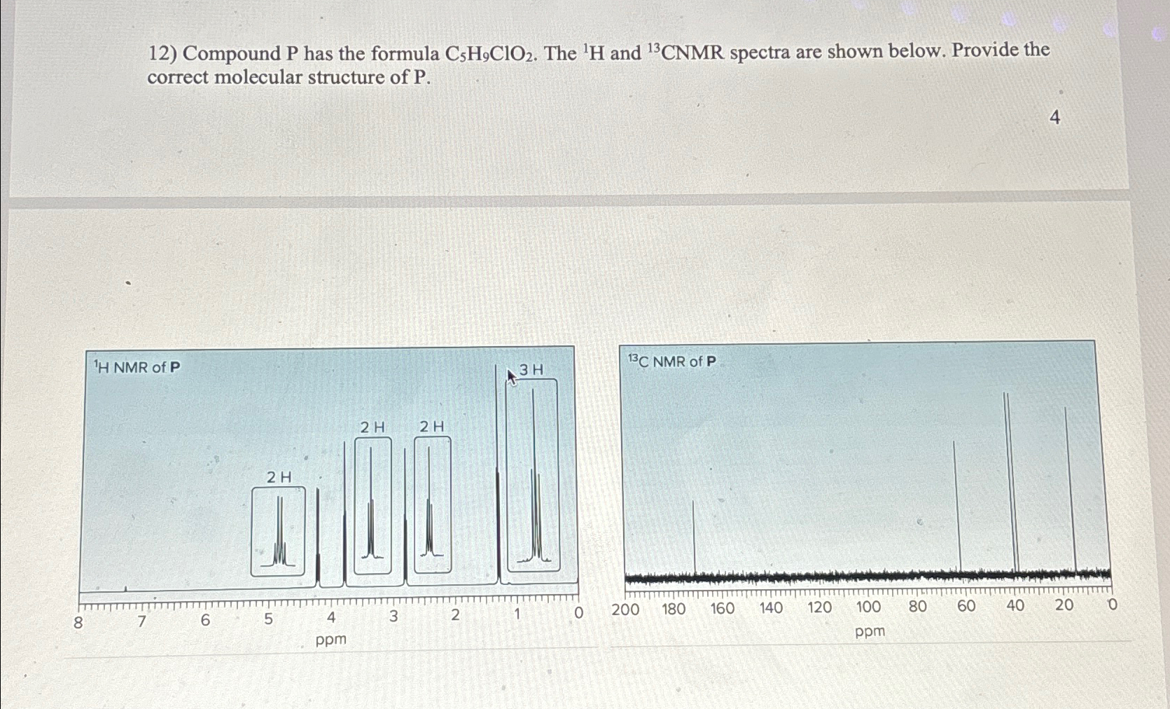 Solved Compound P ﻿has the formula C5H9ClO2. ﻿The ?1H ﻿and | Chegg.com