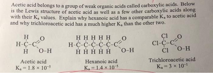 Solved Acetic acid belongs to a group of weak organic acids | Chegg.com