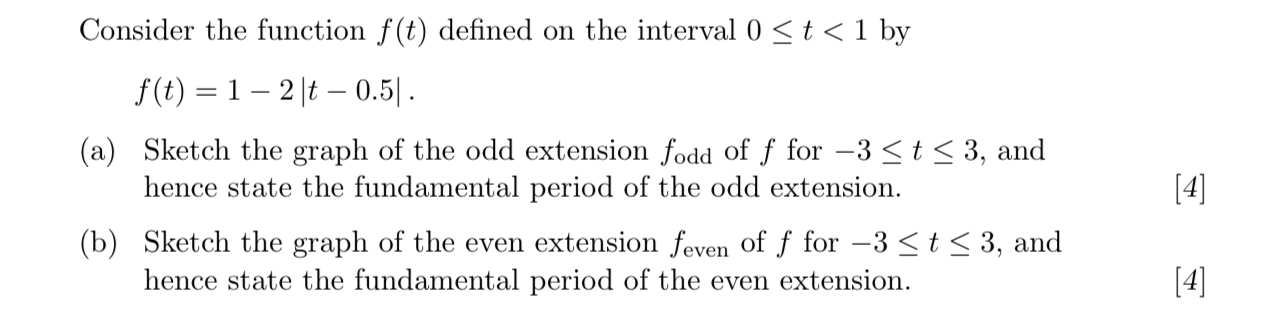 Solved Consider the function f(t) ﻿defined on the interval | Chegg.com