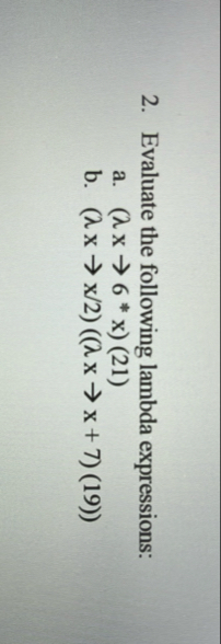 Evaluate the following lambda | Chegg.com