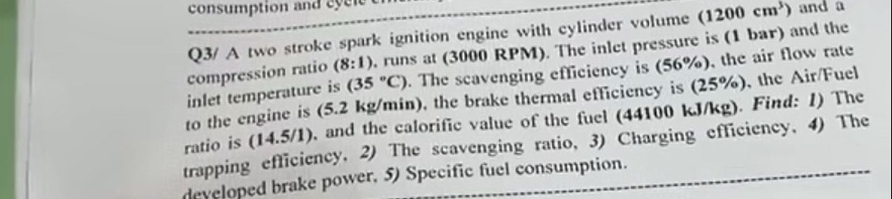 Solved consumption and cycic q, ﻿Q3/ ﻿A two stroke spark | Chegg.com