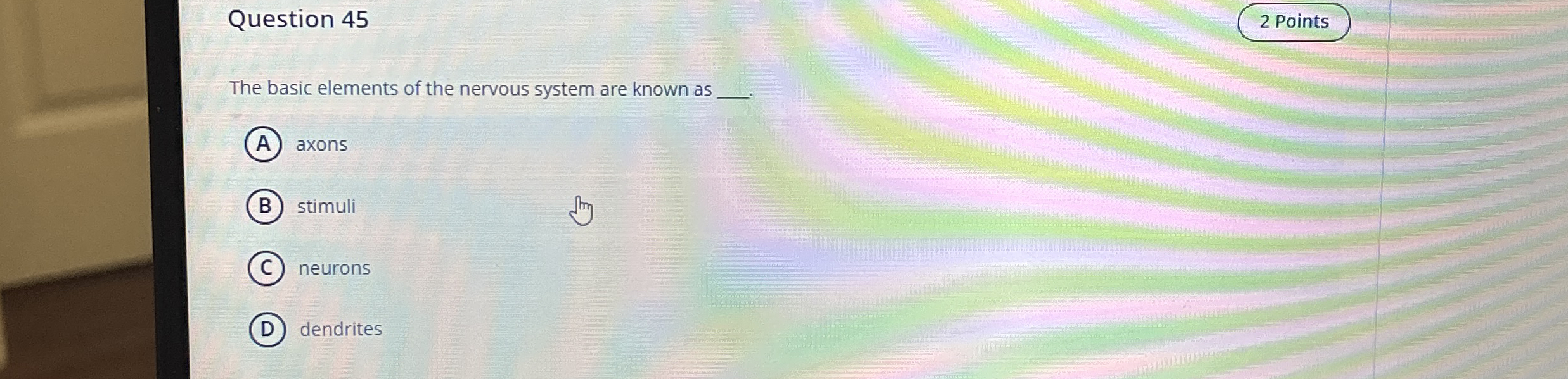 Solved Question 452 ﻿PointsThe basic elements of the nervous | Chegg.com