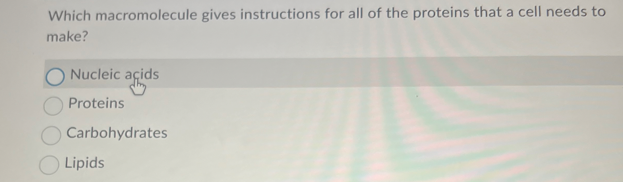 Which macromolecule gives instructions for all of the | Chegg.com