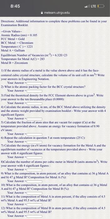 Solved 8:45 LTED melearn.utrgv.edu Directions: Additional | Chegg.com