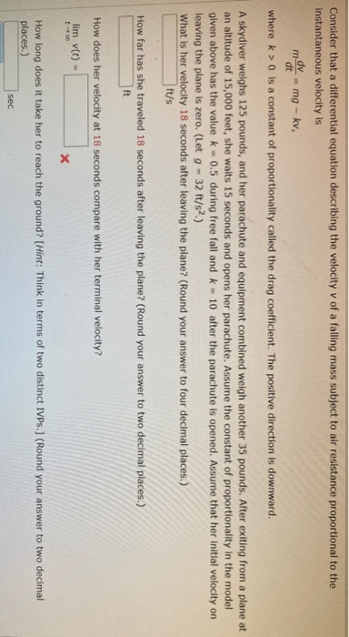 Solved Consider that a differential equation describing the | Chegg.com