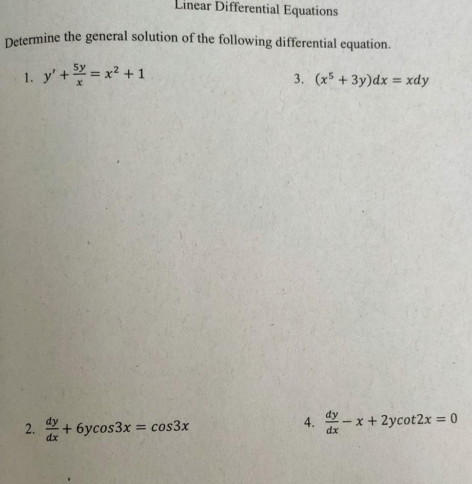 Solved Determine the general solution of the following | Chegg.com