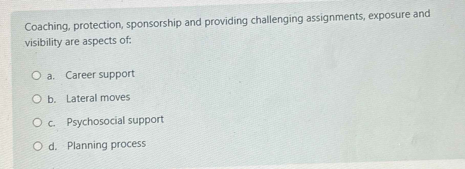 Solved Coaching, protection, sponsorship and providing | Chegg.com