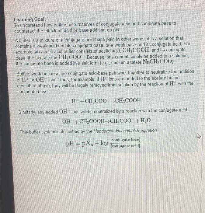 Solved Part A A beaker with 125 mL of an acetic acid buffer | Chegg.com