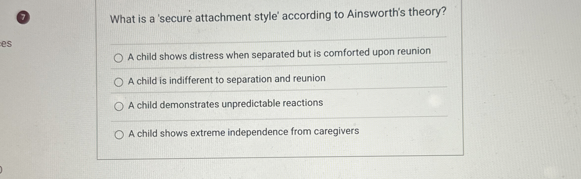 Solved (7)What is a 'secure attachment style' according to | Chegg.com