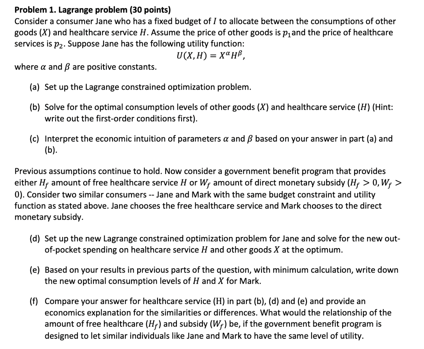 Solved Problem 1 ﻿lagrange Problem 30 ﻿pointsconsider A 5498