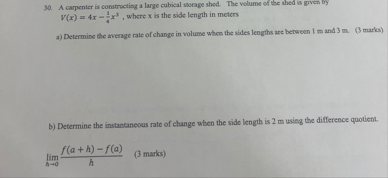 Solved A carpenter is constructing a large cubical storage | Chegg.com